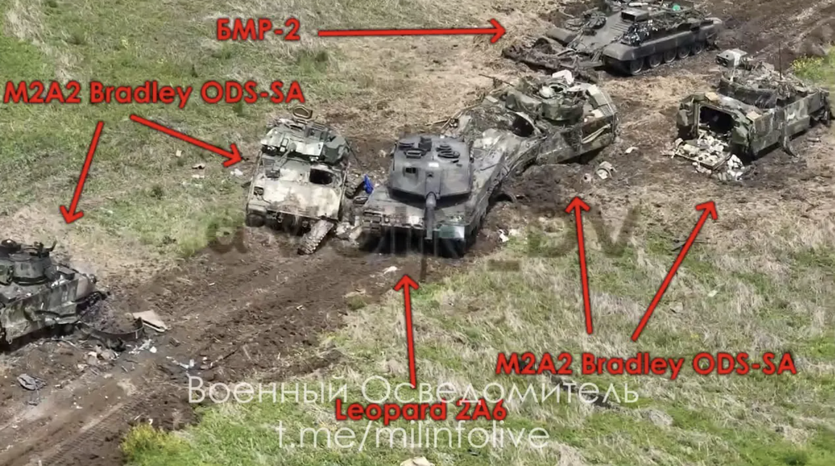 Russian Capture Of Ukrainian Leopard Tank, Bradleys Seen In Video