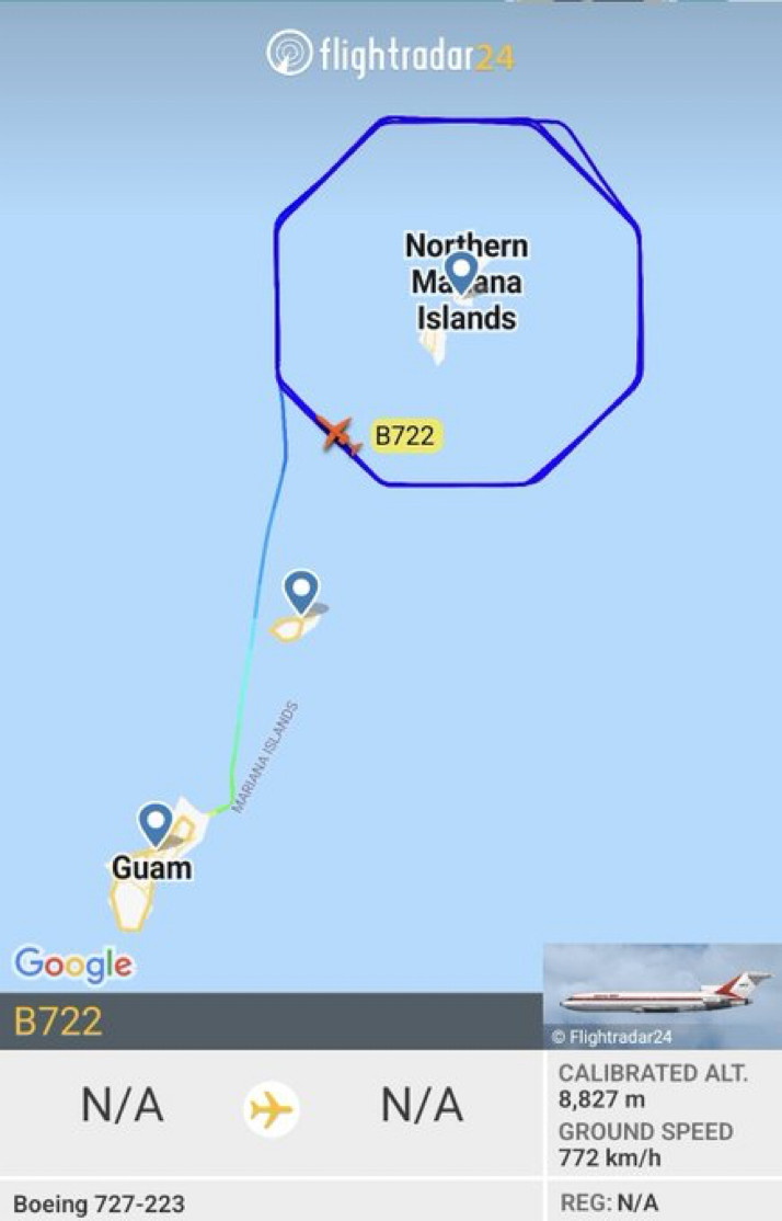 Radar-Toting 727 Testbed "Voodoo 1" Appears Over Saipan