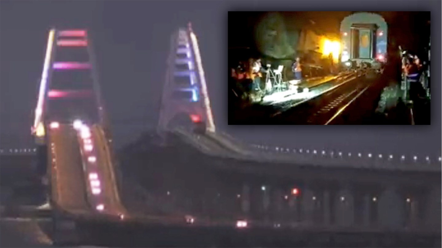 Russia's Kerch Strait Bridge Reopens To Very Limited Road, Rail Traffic