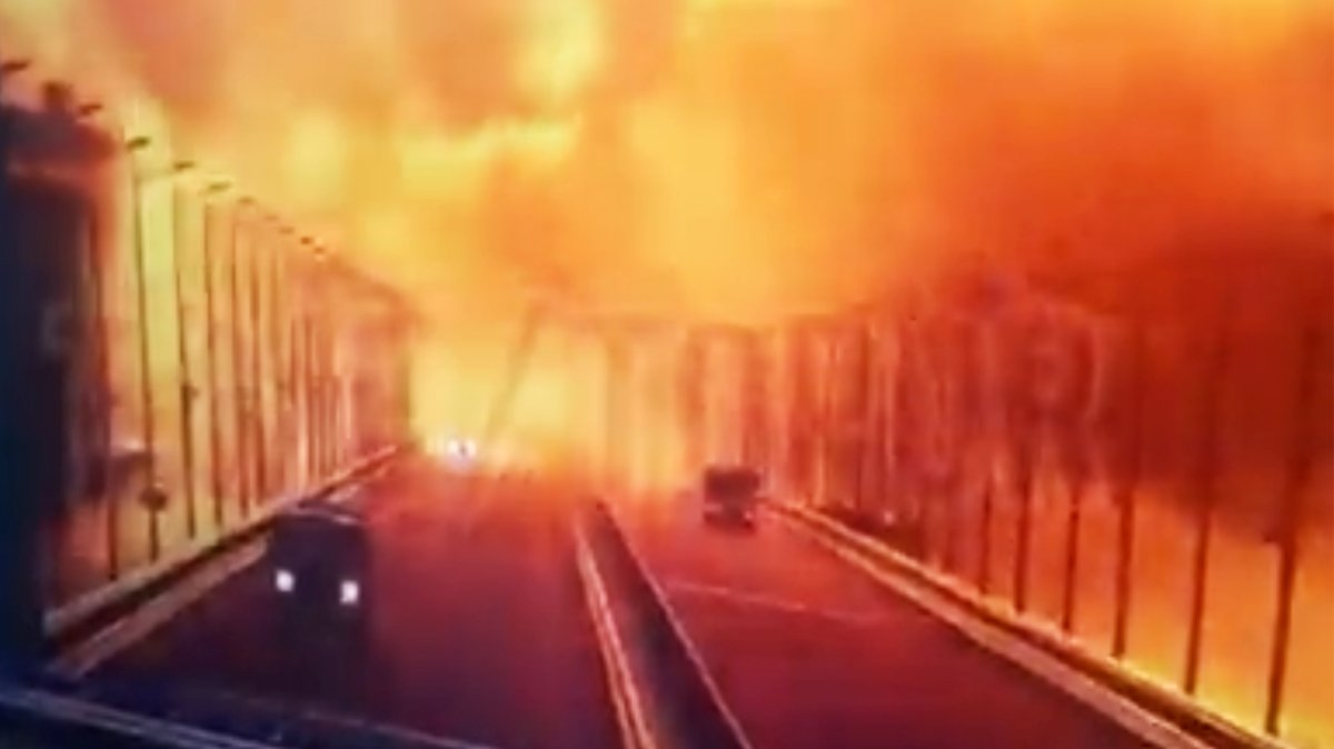 Explosion Rocks Russia's Prized Kerch Strait Bridge Leading To Crimea ...