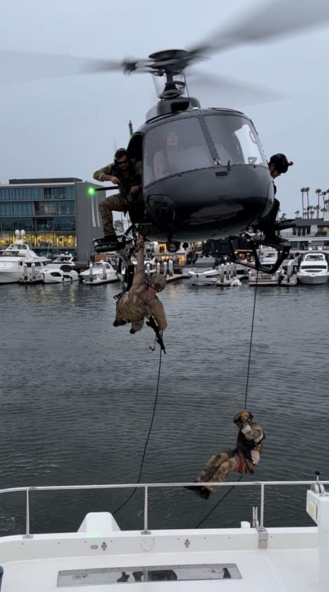 Helicopter-Borne Commandos 'Raid' Yacht In Newport Beach Harbor For Charity