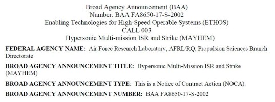 Future Of Mayhem Hypersonic Strike-Recon Aircraft Program Murky