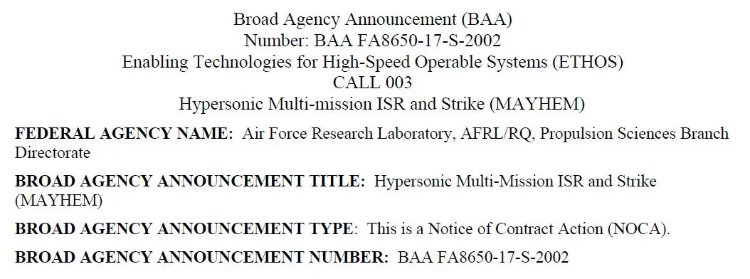 Future Of Mayhem Hypersonic Strike-Recon Aircraft Program Murky