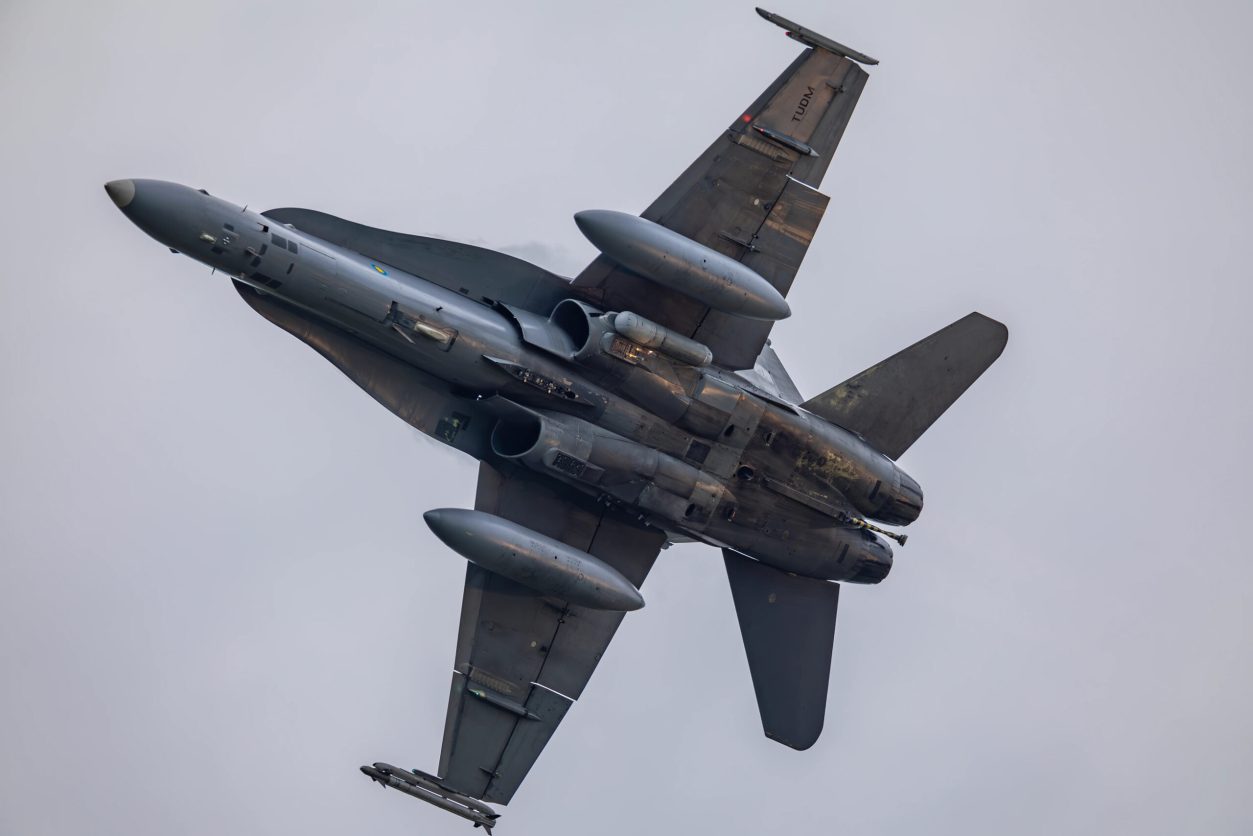 The Instant Flares Are Released From An F/A-18 Hornet Seen In ...