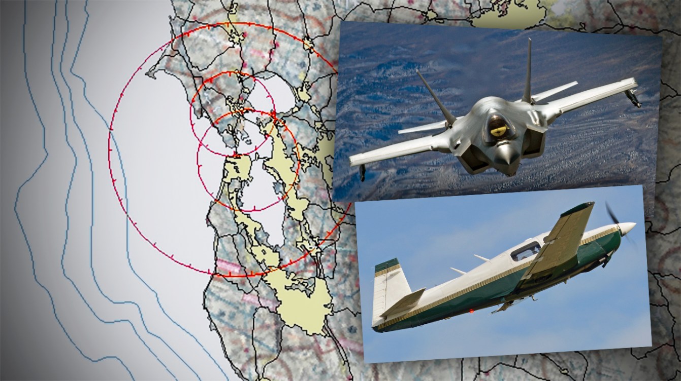 Watch F-35 'Headbutt' Private Plane During Low-Level Intercept Over Marin