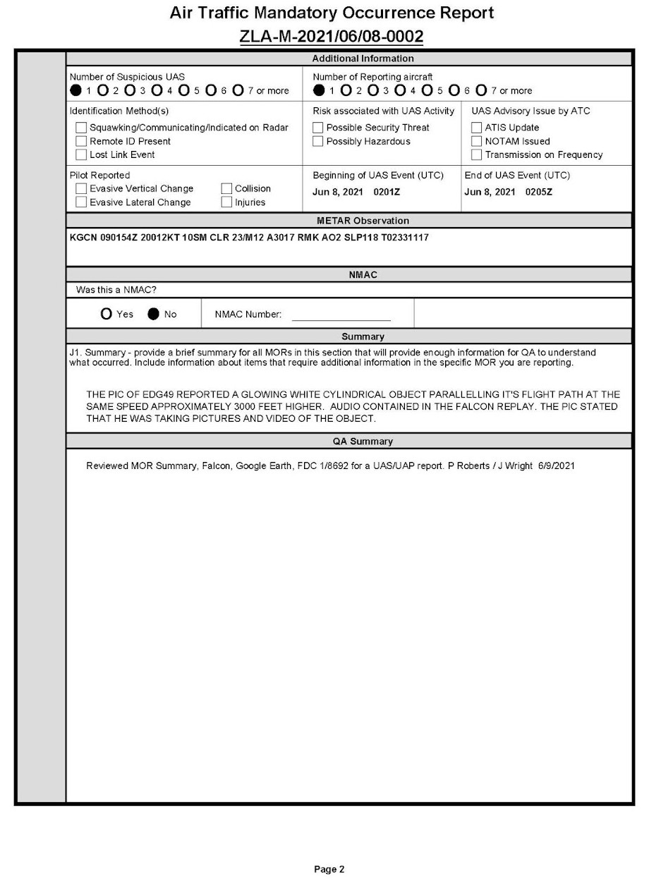 Multiple UAPs Reported On FAA’s Internal Hotline In Just A Week