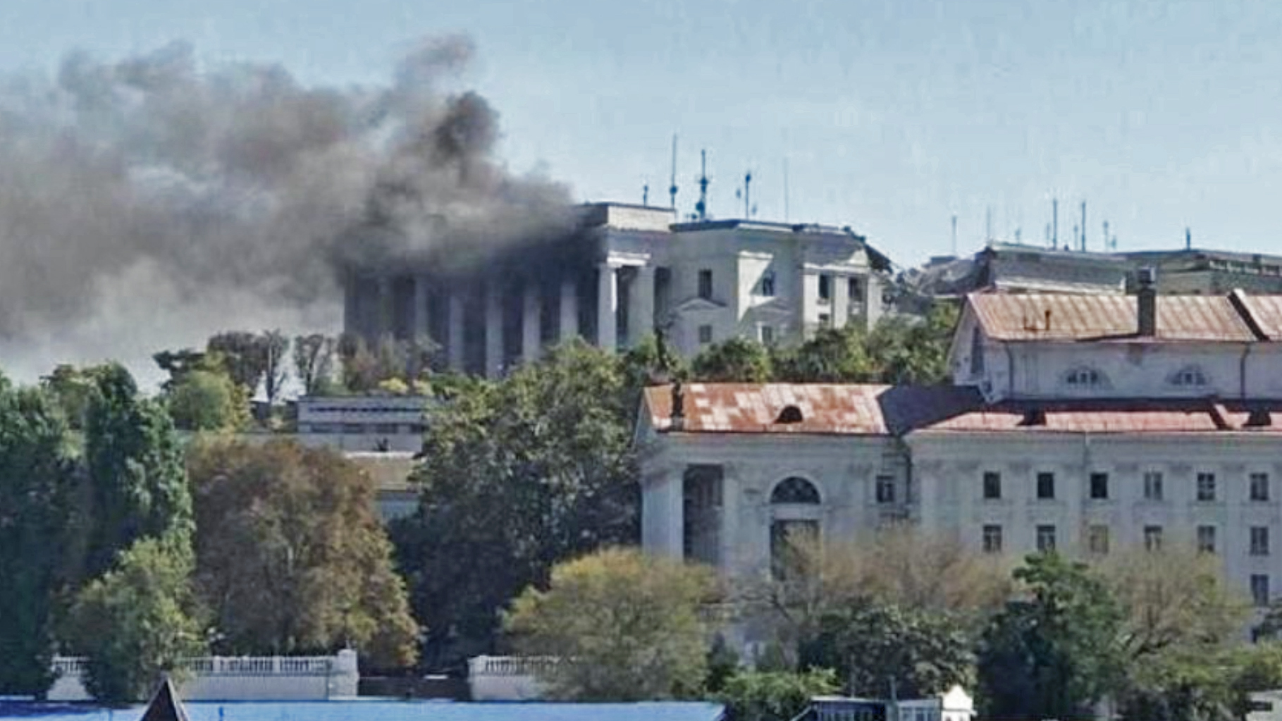 Black Sea Fleet Headquarters Takes Direct Hit From Cruise Missile