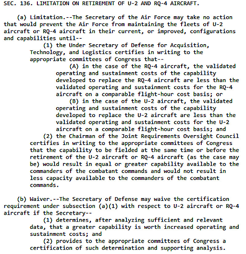 U-2 Retirement Moves Forward With Defense Secretary Decision