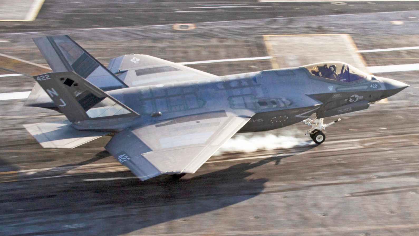F-35C With Mirror-Like Coating Photographed Aboard Carrier