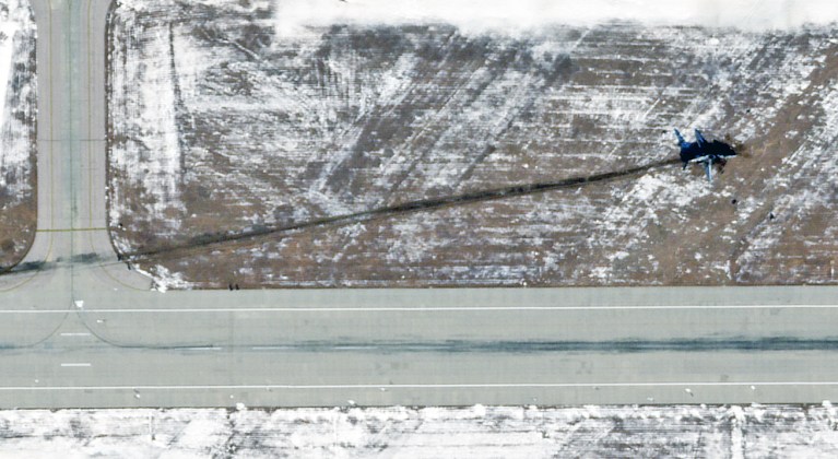 B-1B Bomber's Crash Landing Path Seen In Satellite Image
