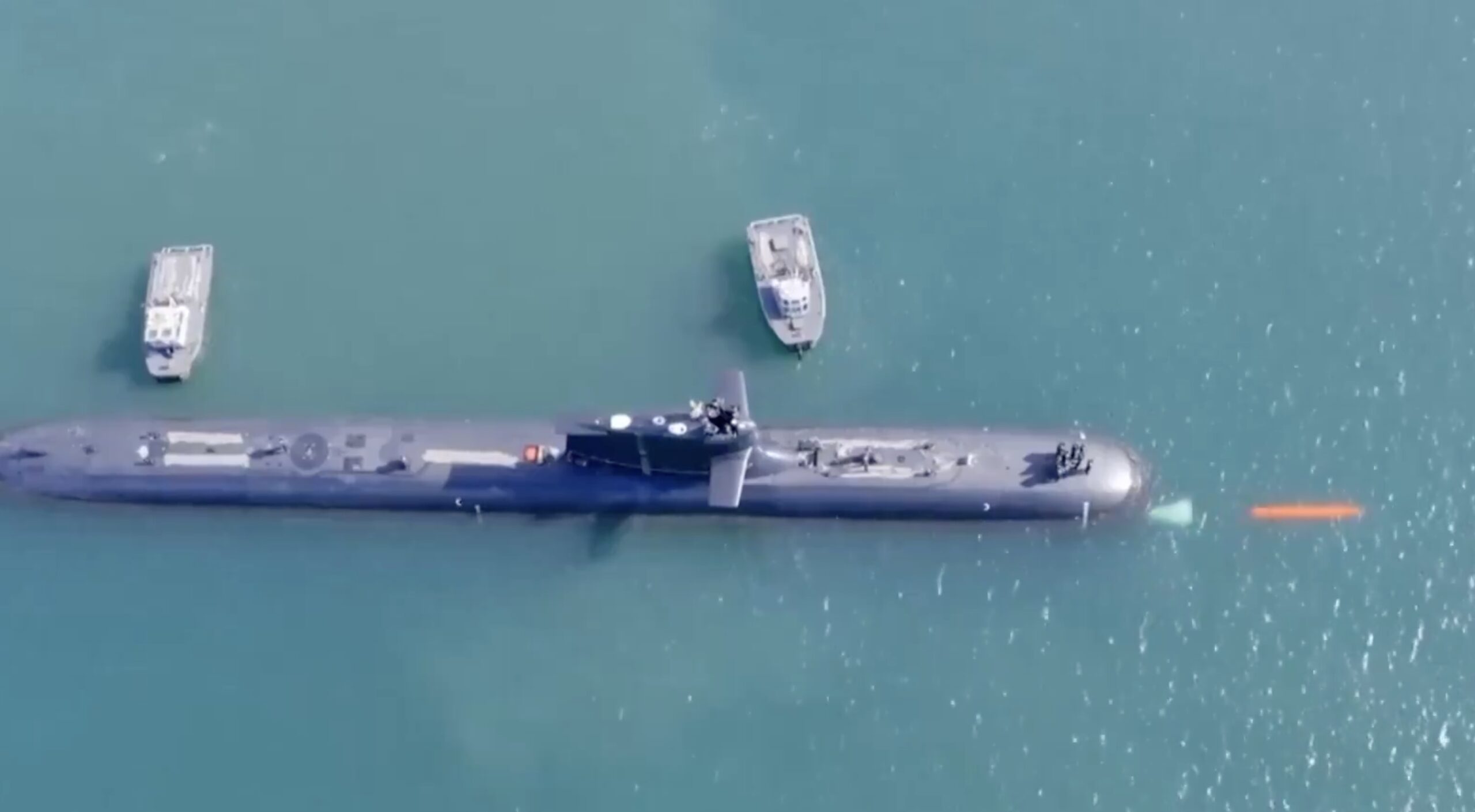 Submarine Torpedo Test Firing Seen From Rare Bird's-Eye View