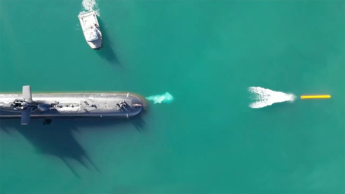 Submarine Torpedo Test Firing Seen From Rare Bird's-Eye View