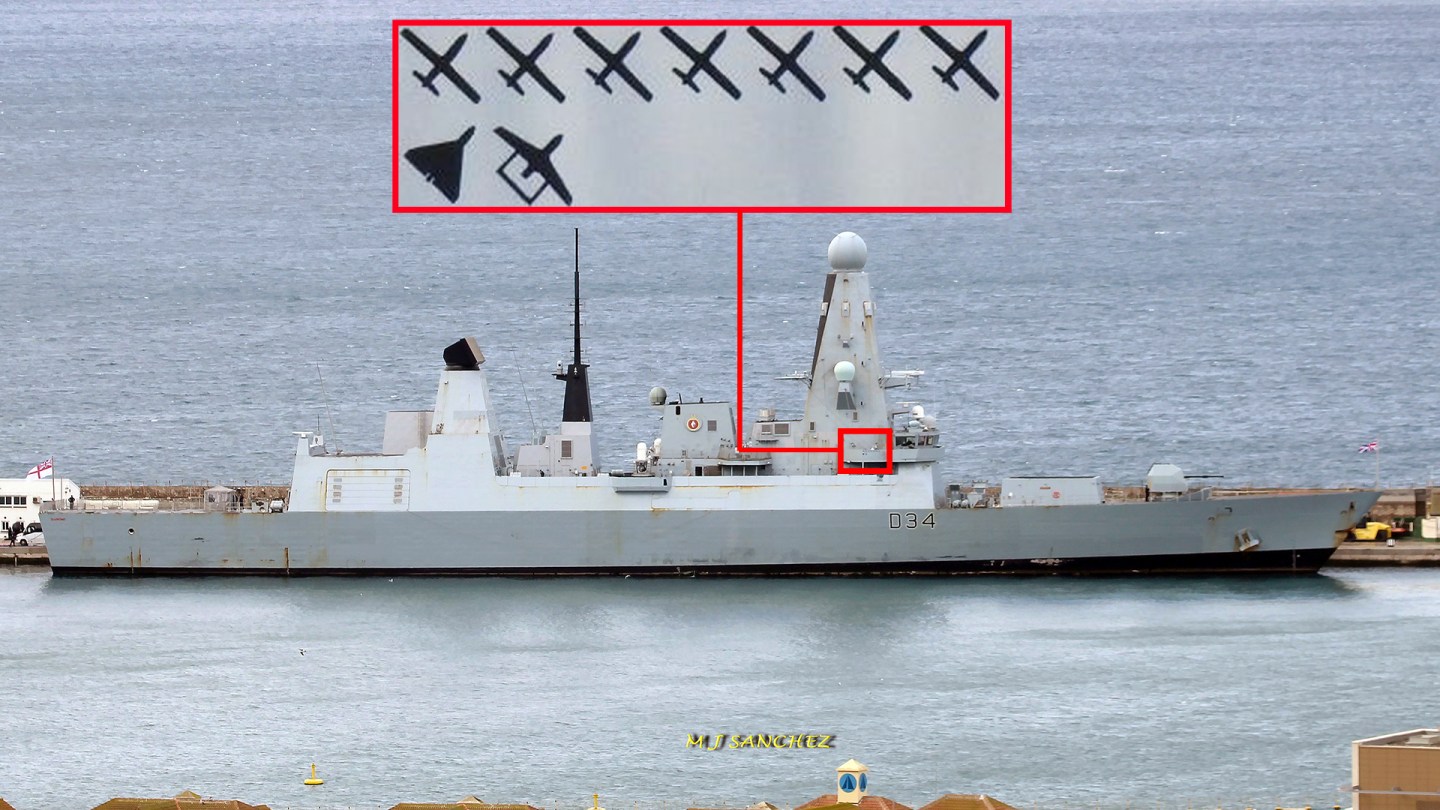 HMS Diamond Sports Kill Markings As It Pulls Into Gibraltar