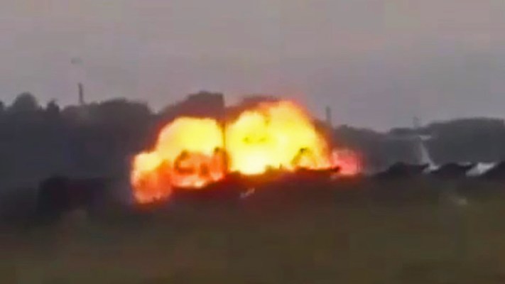 Ukrainian Drone Seen Slamming Into Russian Air Base In Large-Scale ...