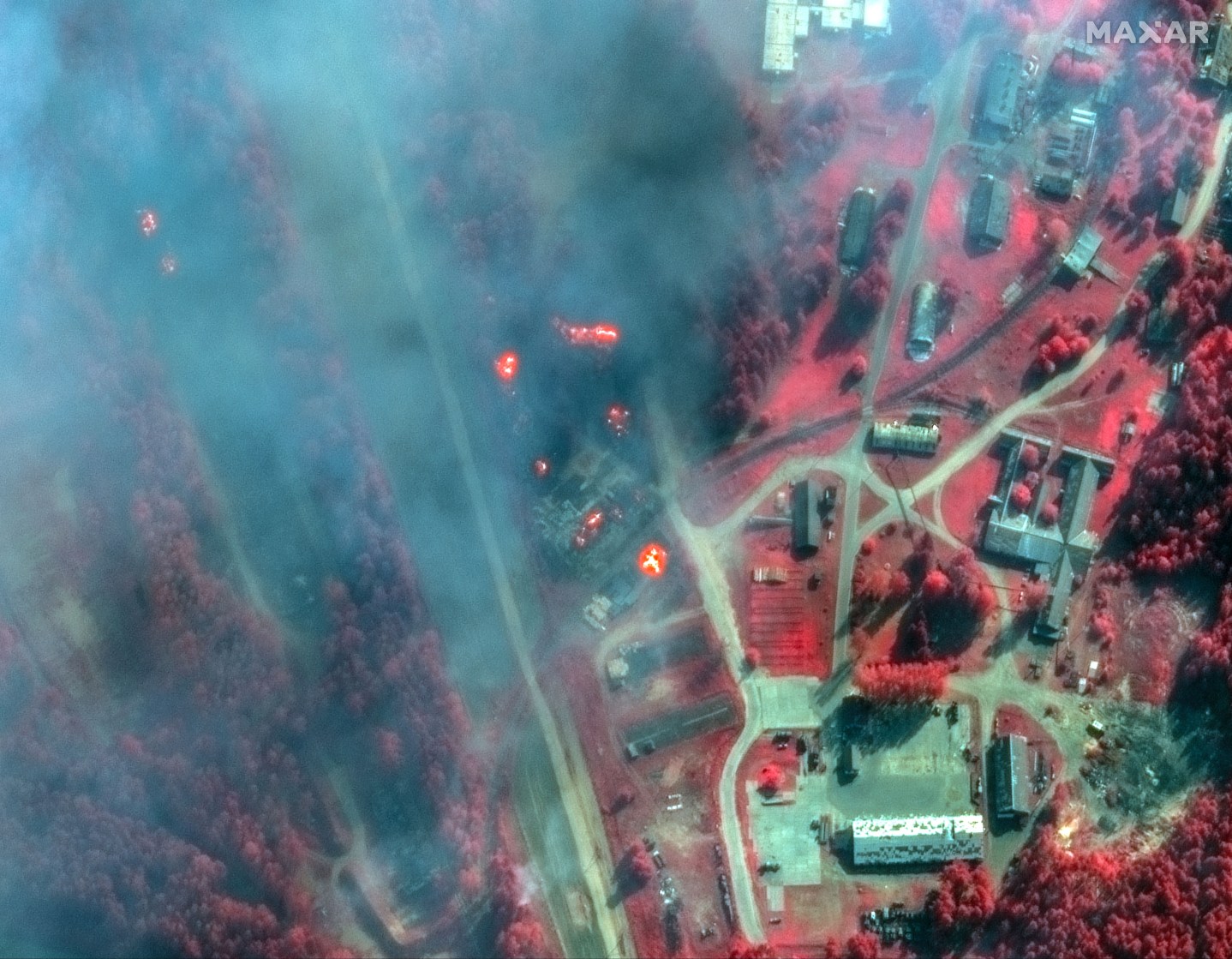 Massive Russian Weapons Depot Still Burning After Ukrainian Drone Attack