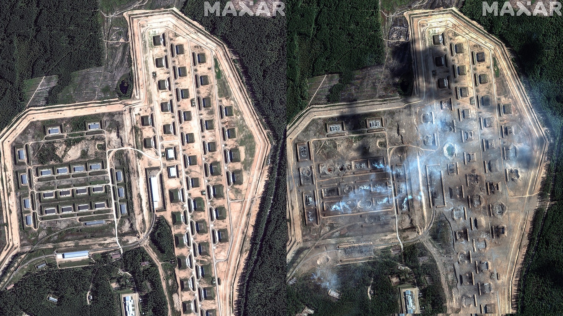 Satellite Images Show Massive Devastation At Russian Ammo Storage Sites ...