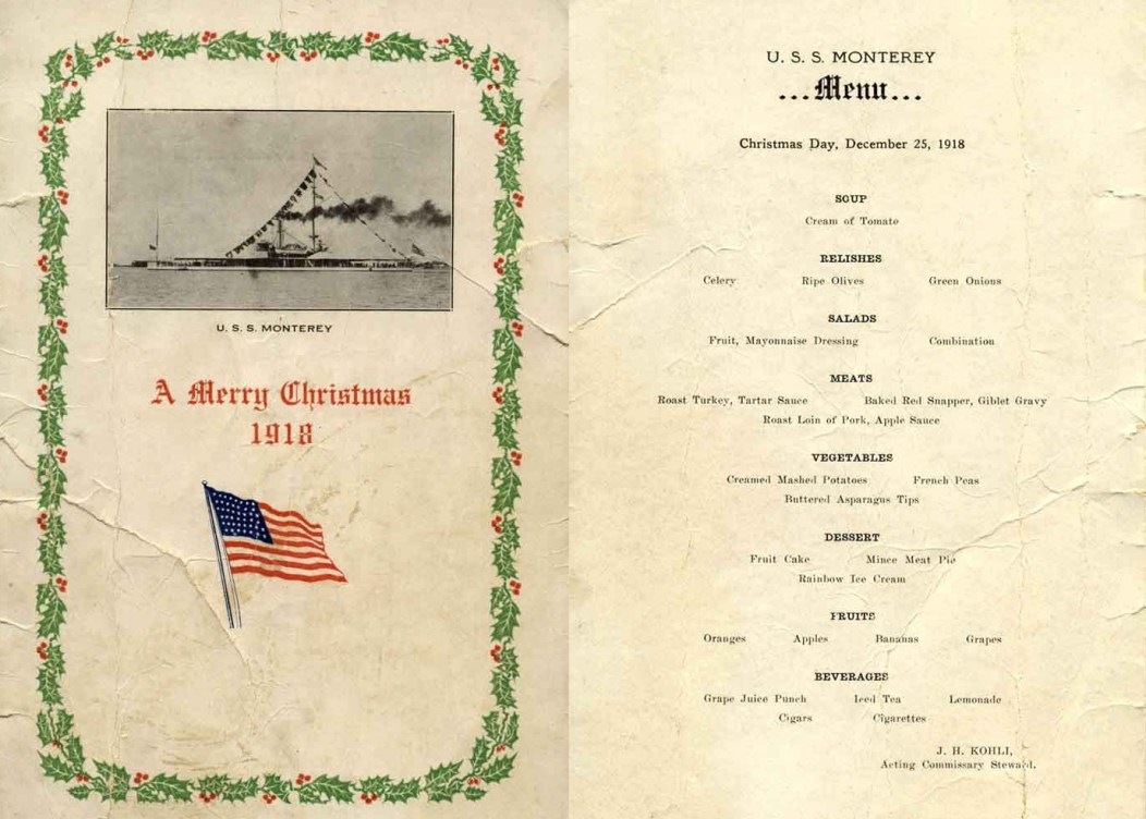 U.S. Navy Ship Menus From Christmases Past