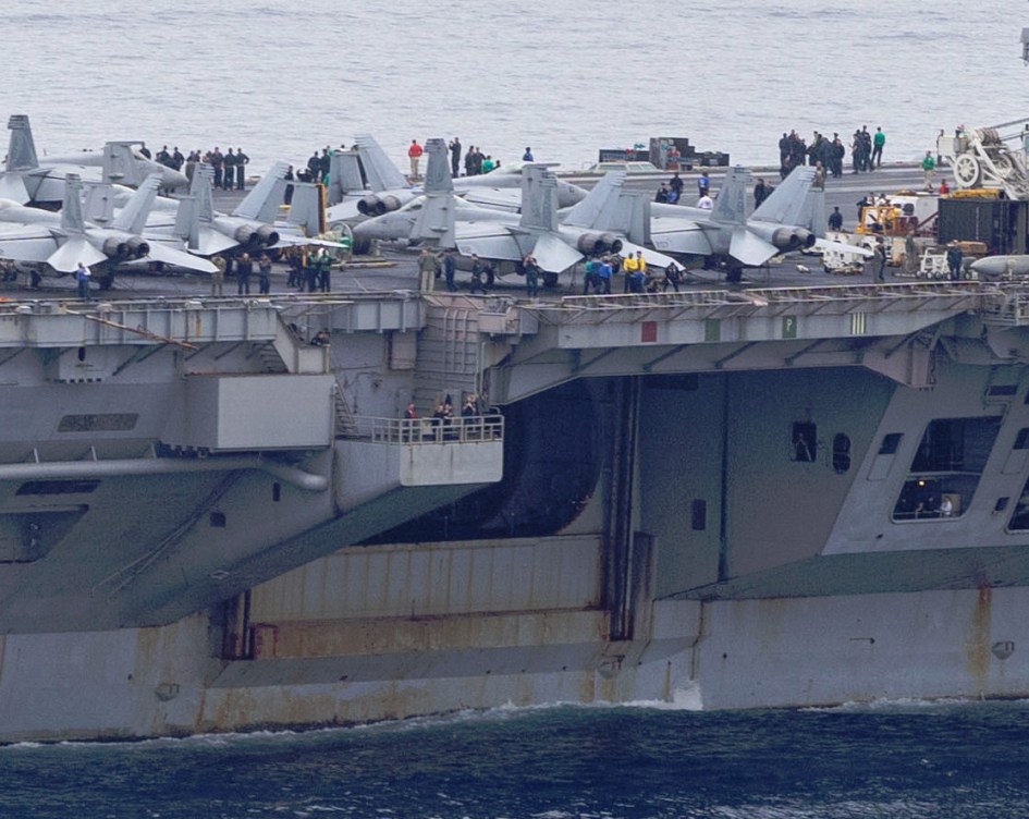 Collision Damage To Aircraft Carrier USS Harry S. Truman Seen In Photo