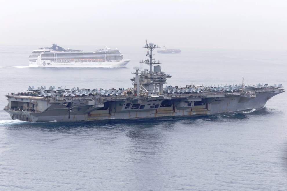 Collision Damage To Aircraft Carrier USS Harry S. Truman Seen In Photo