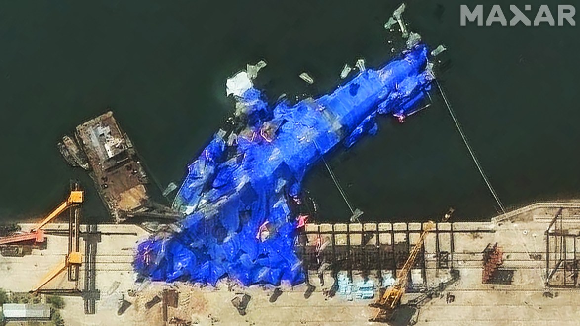 Partially Sunk North Korean Frigate Recovery Effort Seen Underway In ...