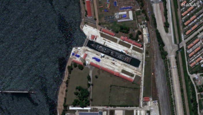 North Korea’s Frigate That Partially Sunk Appears In Dry Dock With ...