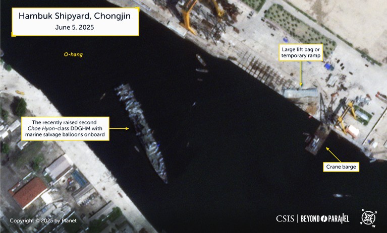 North Korean Frigate Now Floating Upright After Partially Capsizing ...