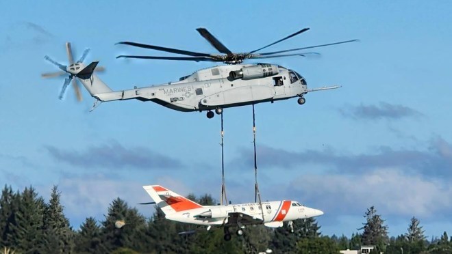CH-53K's Delivery Of HU-25 Coast Guard Jet Called Off After Damage ...