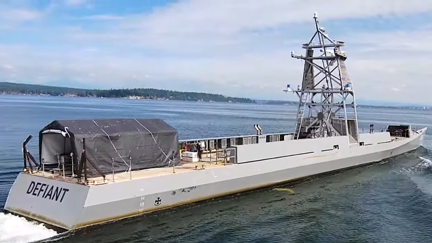 Our Best Look At DARPA's Defiant Uncrewed Surface Ship