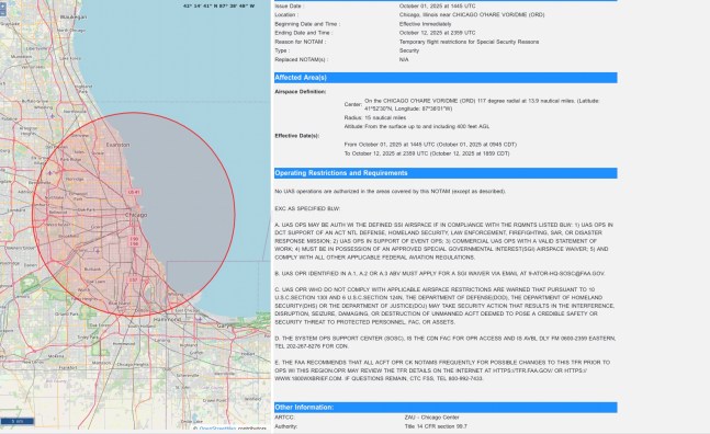 Massive Drone No-Fly Zone Imposed Over Greater Chicago Area (Updated)