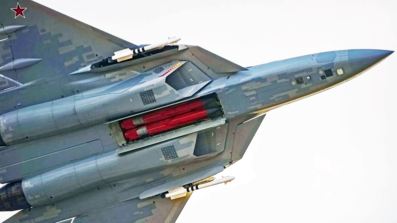 Su-57 Felon Brandishes Its Loaded Weapons Bays For The First Time
