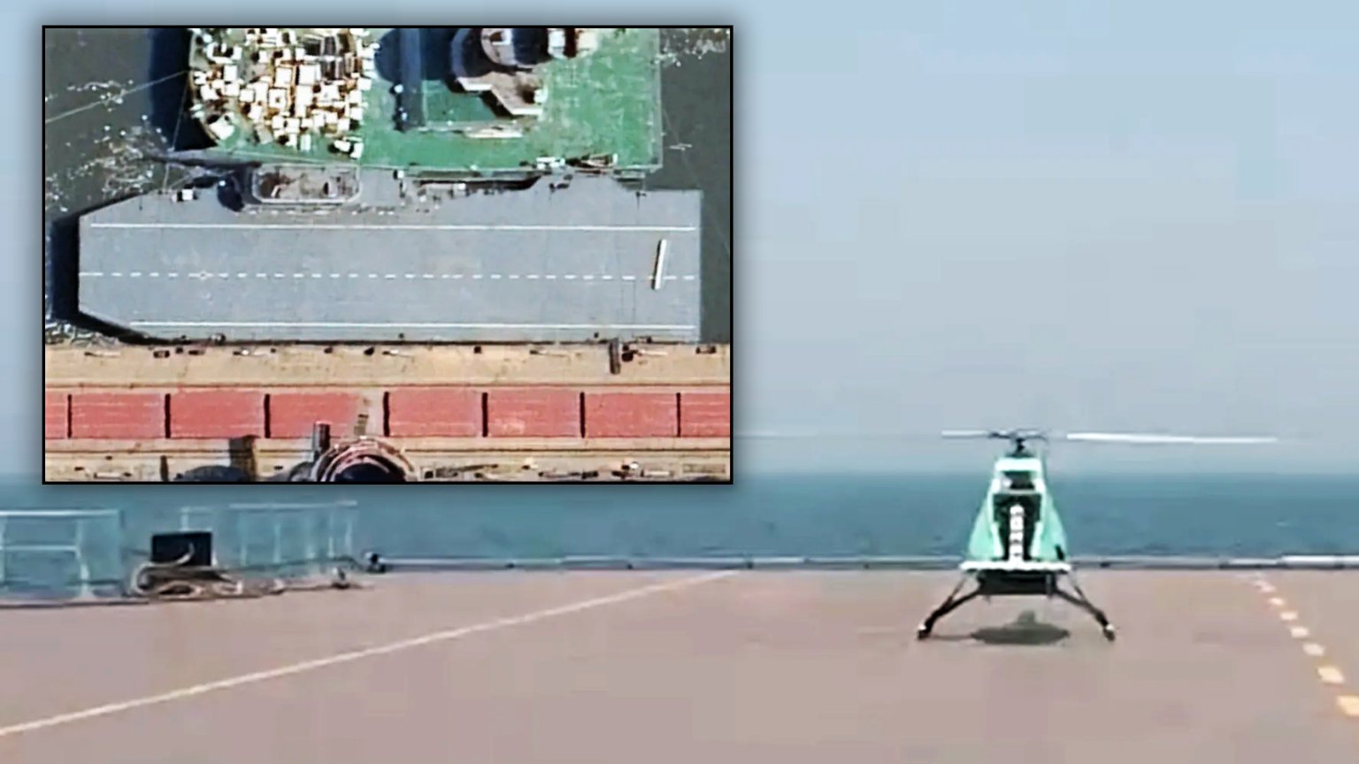 Chinese 'Mini Drone Carrier' Seen Being Used As Test Ship