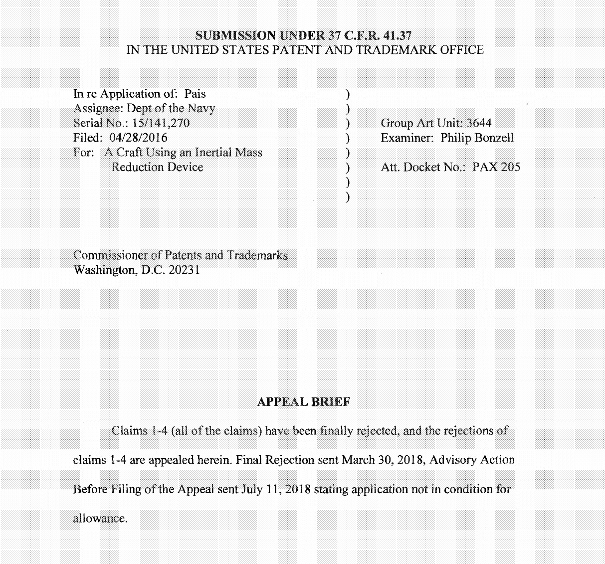 Docs Show Navy Got 'UFO' Patent Granted By Warning Of Similar Chinese ...