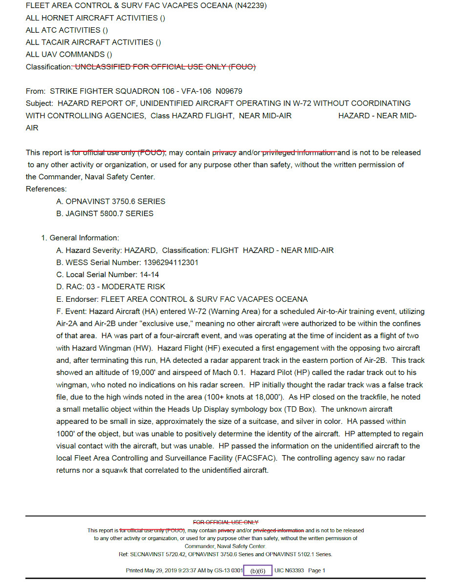 Here Are The Navy Pilot Reports From Encounters With Mysterious ...