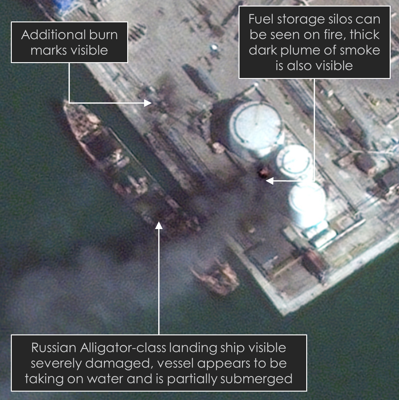 Russian Navy Ship That Exploded In Ukrainian Port Seen Totally ...