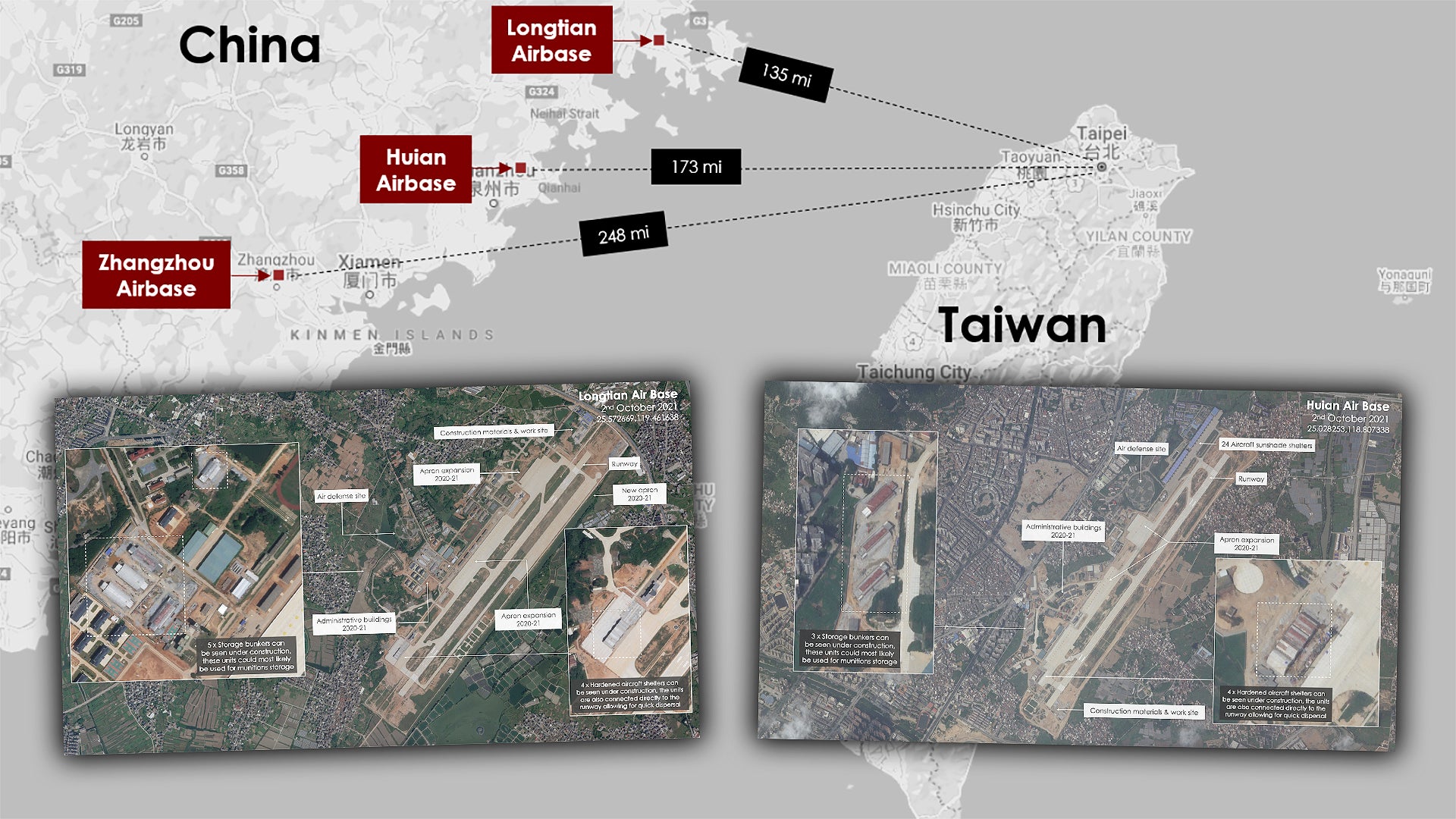 Major Construction Underway At Three Of China's Airbases Closest To Taiwan